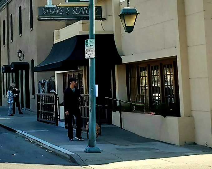 The unassuming exterior of Hap's in downtown Pleasanton hides a carnivore's paradise within. Classic steakhouse elegance awaits behind that black awning.