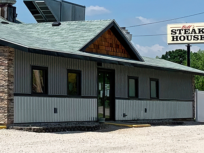The unassuming exterior of Bill's Steak House proves the old adage: never judge a steakhouse by its siding. Culinary treasures often hide in plain sight.
