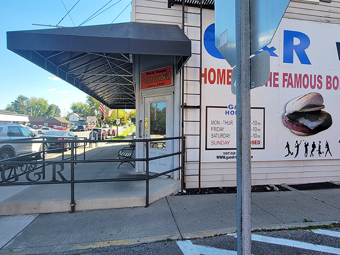 The unassuming white clapboard exterior of G & R Tavern in Waldo, Ohio&mdash;proof that culinary treasures often hide in plain sight.
