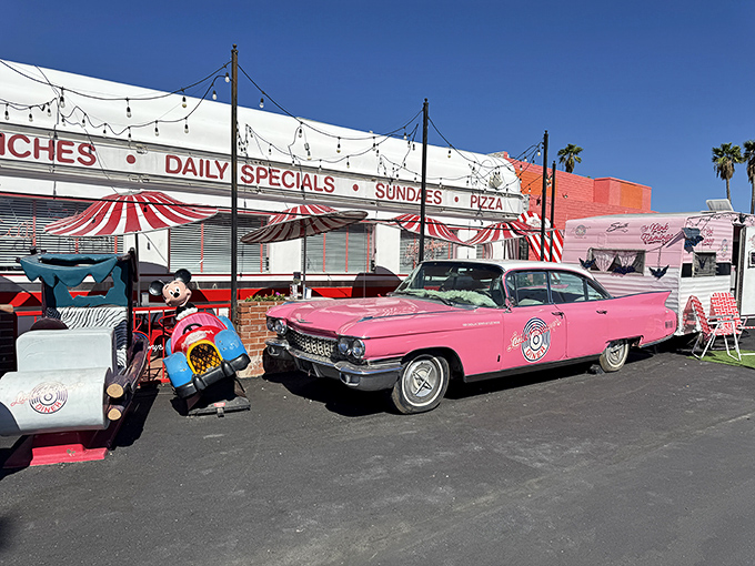 That pink Cadillac isn't just for show&mdash;it's your first clue that Little Anthony's takes its 1950s time-travel experience seriously. Welcome to flavor country, Tucson-style!