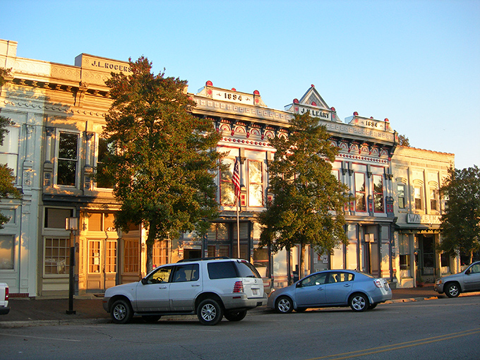 Golden hour bathes Edenton's downtown in warm light, transforming ordinary brick buildings into glowing testaments to small-town preservation at its finest.