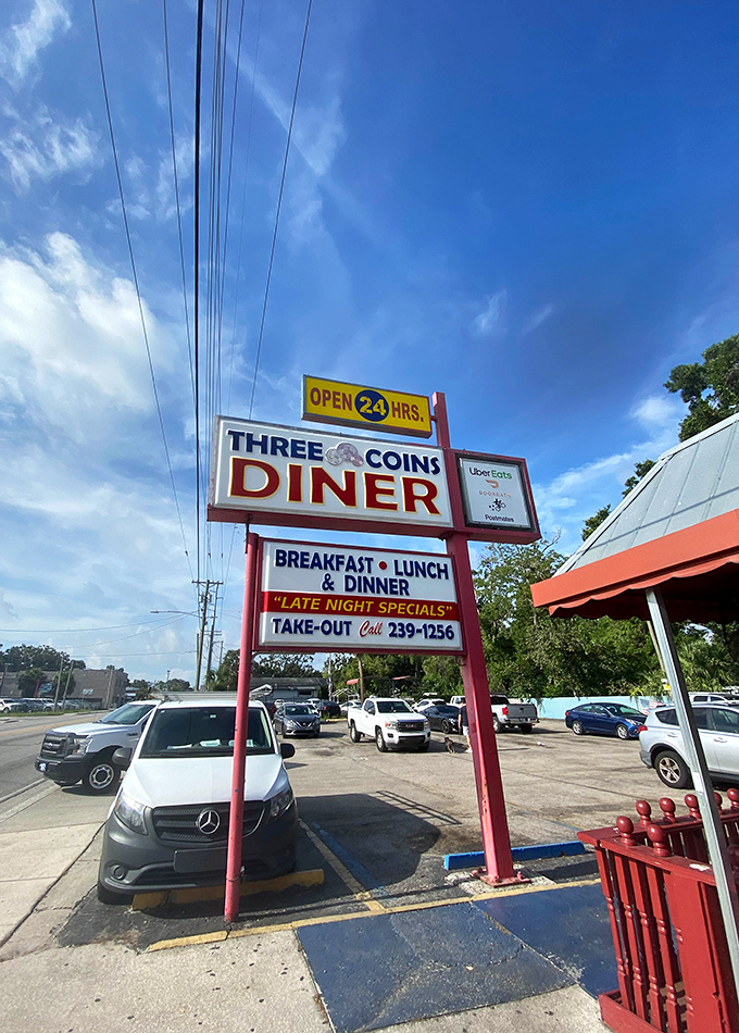 That classic "OPEN 24 HRS" sign isn't just information&mdash;it's a promise that comfort food awaits, no matter when cravings strike.