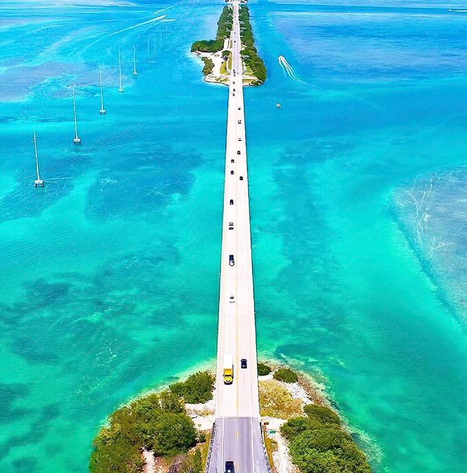 Where turquoise waters meet impossible bridges, proving Florida's engineers were part magician, part optimist.