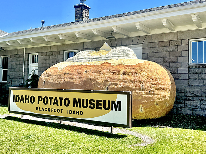 The ultimate shrine to spuds! This giant potato sculpture outside the Idaho Potato Museum proves that sometimes size really does matter.