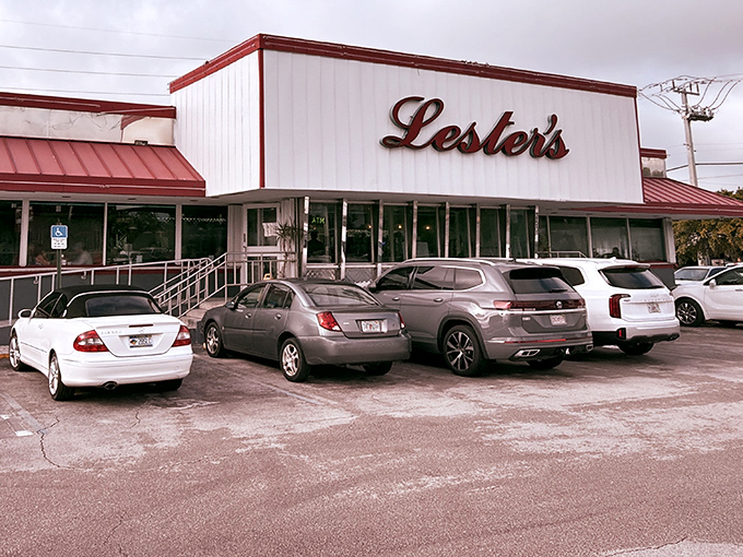 The iconic white building with red trim stands like a beacon of breakfast hope on State Road 84, promising comfort food salvation to hungry Fort Lauderdale locals.