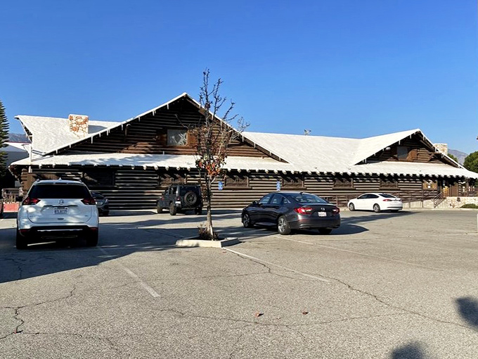 The ultimate mountain mirage in Southern California &ndash; a log cabin steakhouse complete with perpetual snow on the roof, even in 90-degree weather!