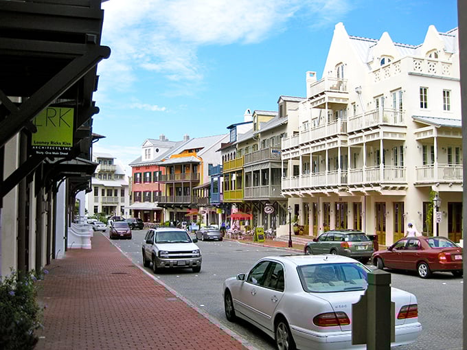 The colorful facades of Rosemary Beach create a European-inspired streetscape where every building tells a story. Like a Mediterranean village that somehow floated across the Atlantic to Florida's shores.