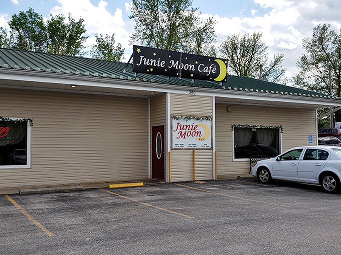 The unassuming exterior of Junie Moon Caf&eacute; might fool you, but locals know this modest building houses breakfast magic worth traveling for. 