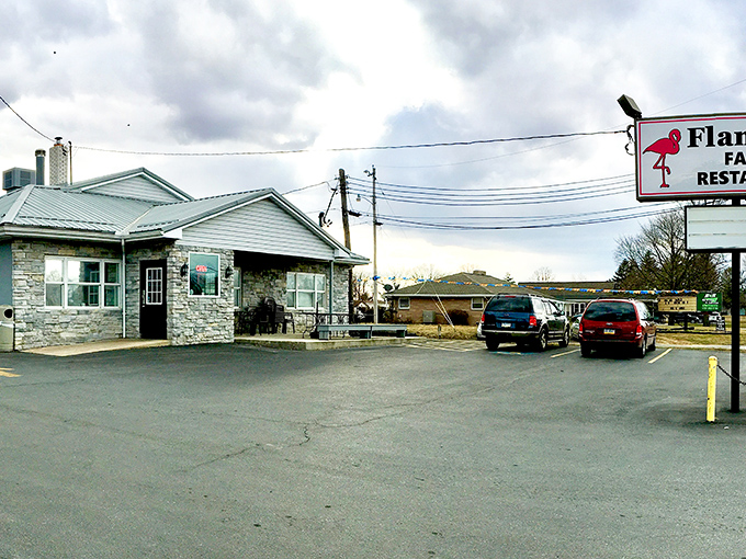 Stone exterior that promises no-nonsense comfort &ndash; like your favorite sweater but in restaurant form.