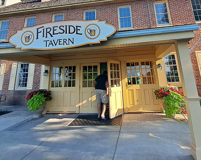 Those golden doors might as well be the gates to comfort food heaven. The welcoming entrance promises delicious memories waiting to be made.