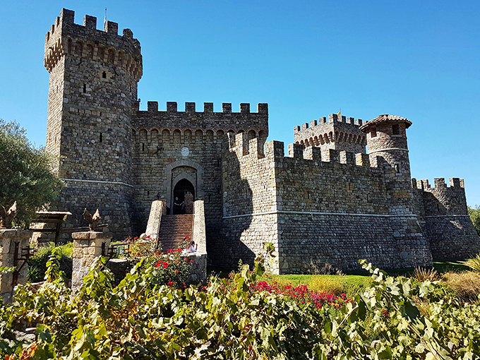 Medieval dreams come true! This imposing stone fortress in Calistoga looks like it was teleported straight from a European hillside to California wine country.