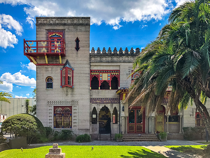 The fa&ccedil;ade of Villa Zorayda stands like a Moorish mirage in St. Augustine, its red accents popping against concrete walls that have witnessed over a century of Florida history.
