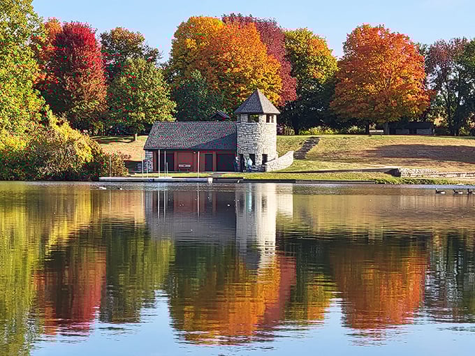 When fall colors meet limestone architecture, even your camera starts believing in fairy tales again.