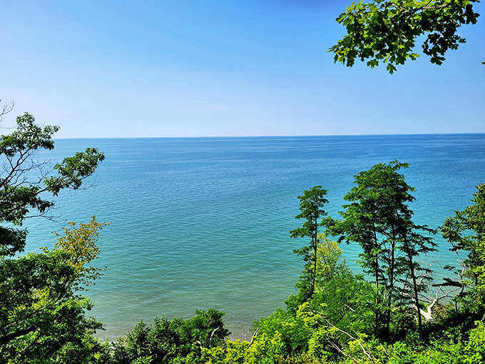 The endless blue horizon of Lake Erie meets pristine shoreline &ndash; Mother Nature's version of infinity pool, minus the cocktail service.
