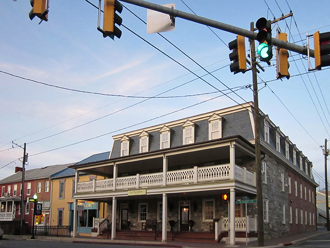 The historic Inn BoonsBoro stands sentinel at the crossroads of past and present, its welcoming porch practically begging you to sit a spell.
