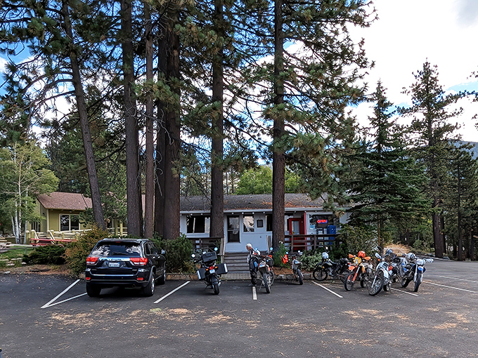 Nestled among towering pines, Red Hut Caf&eacute;'s unassuming exterior belies the culinary treasures within. Motorcyclists already know the secret.