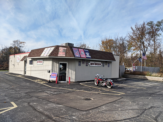 Unassuming excellence at its finest. The Red Onion's modest exterior houses burger greatness that locals have treasured for years.