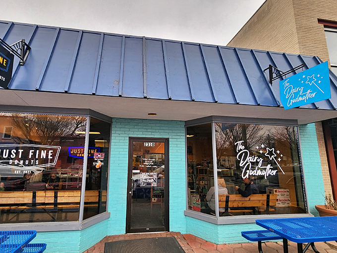 The turquoise beacon of Del Ray's sweetest destination beckons with promises of frozen custard dreams and donut delights.