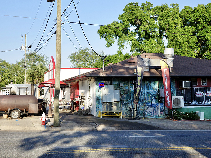 From the street, Hot Spot's modest exterior and smoker setup telegraph exactly what matters here: authentic barbecue without pretension.