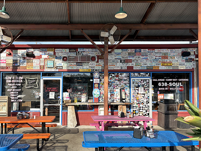 License plates tell the story here &ndash; pilgrims from across America make the journey to this humble BBQ shrine on St. Simons Island.