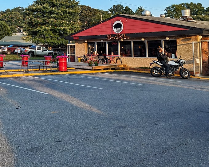 From the road, Doc Brown's red-trimmed building stands as a beacon for barbecue pilgrims, with that telltale smoker announcing its mission before you even park.