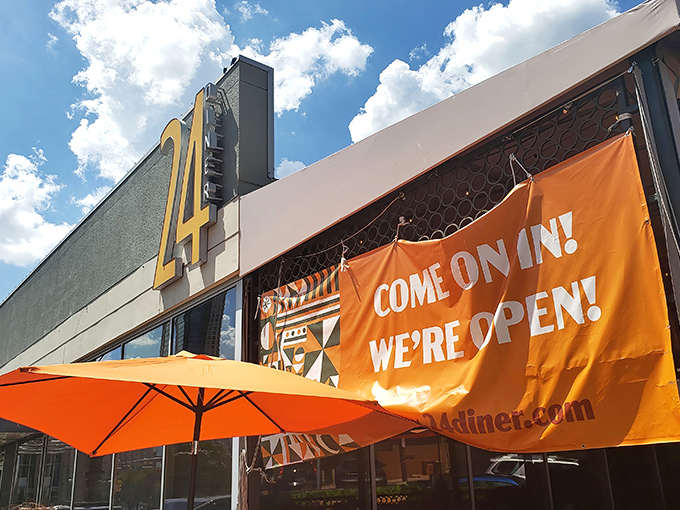 "Come on in! We're open!" declares the cheerful orange banner. In Austin's sea of trendy eateries, this straightforward invitation feels refreshingly honest.