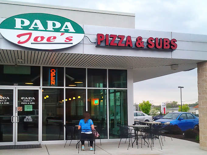 The classic red and green signage beckons like an old friend. Papa Joe's modest storefront proves great food doesn't need fancy packaging.