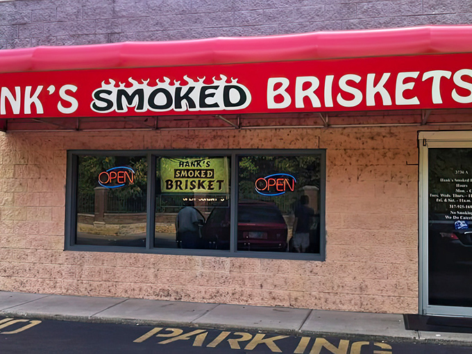 That red awning isn't just a sign &ndash; it's a beacon calling hungry souls to barbecue salvation.