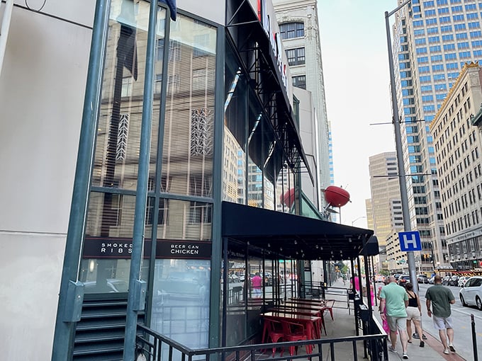The iconic red Weber kettle grill perched above the entrance isn't just decoration&mdash;it's a beacon calling to hungry souls throughout downtown Indianapolis.