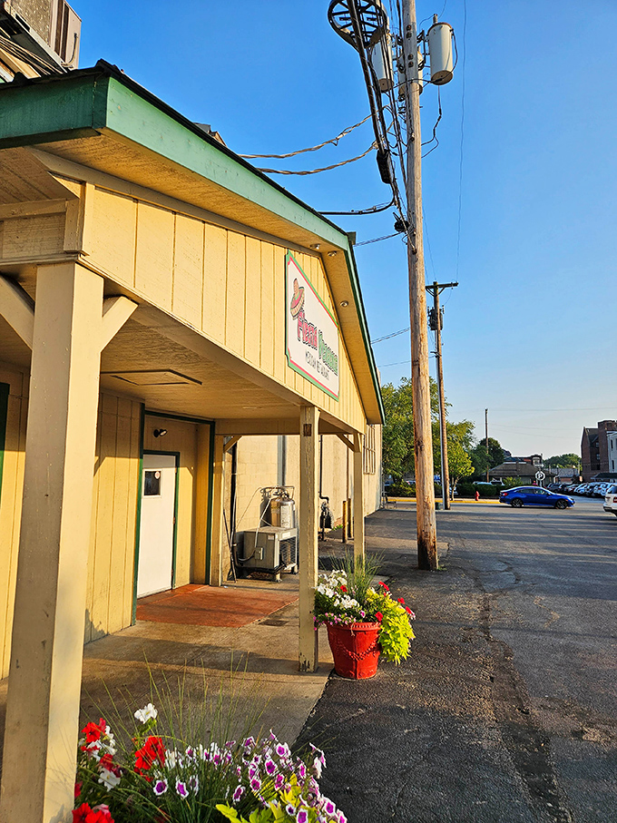 The unassuming yellow exterior of Fiesta Veracruz might not scream "culinary destination," but those colorful flower pots are your first clue to the flavor explosion waiting inside.