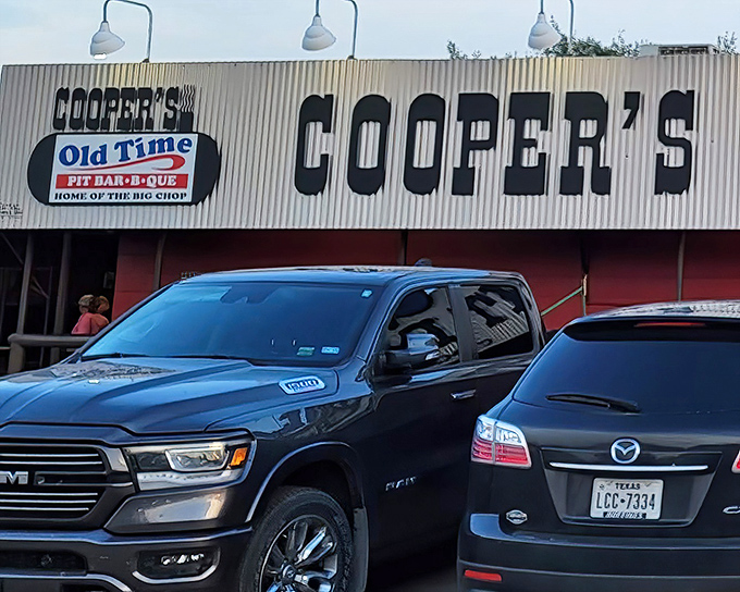 The corrugated metal exterior of Cooper's screams "authentic Texas" louder than a longhorn at a cattle auction. Home of the legendary Big Chop!