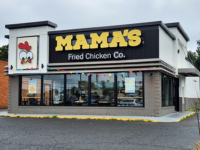 The bright yellow sign and cartoon chicken mascot beckon like an old friend saying, "Trust me, you're gonna love what's inside."