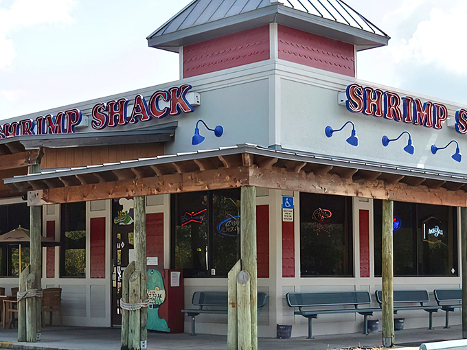 This coastal-themed corner proves that sometimes the best views are of perfectly fried fish heading your way.