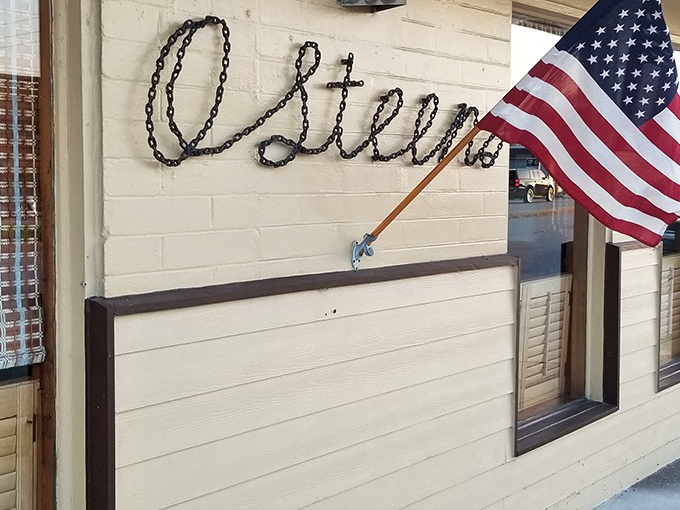 That chain-link name on the wall says everything you need to know&mdash;no fancy script required when you've got seafood this legendary.