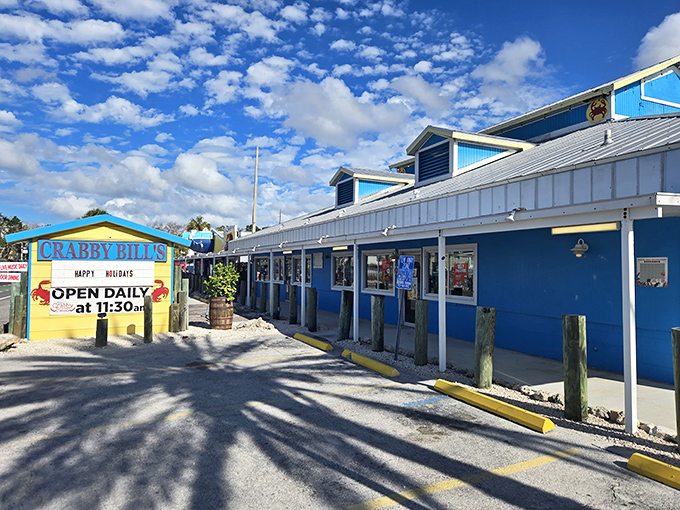 The iconic red-roofed sign at Crabby Bill's announces "THE CRAB IS BACK" &ndash; as if these delicious crustaceans ever left this Florida seafood haven.