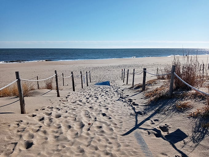 The sandy pathway to paradise beckons with every footprint. Nature's red carpet treatment comes with Atlantic Ocean views and a soundtrack of crashing waves.