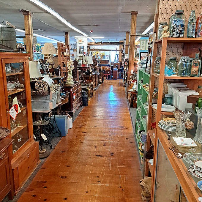 Sunlight dances across wooden floors at Burning Bridge, where treasures from every era line the path to vintage discovery.