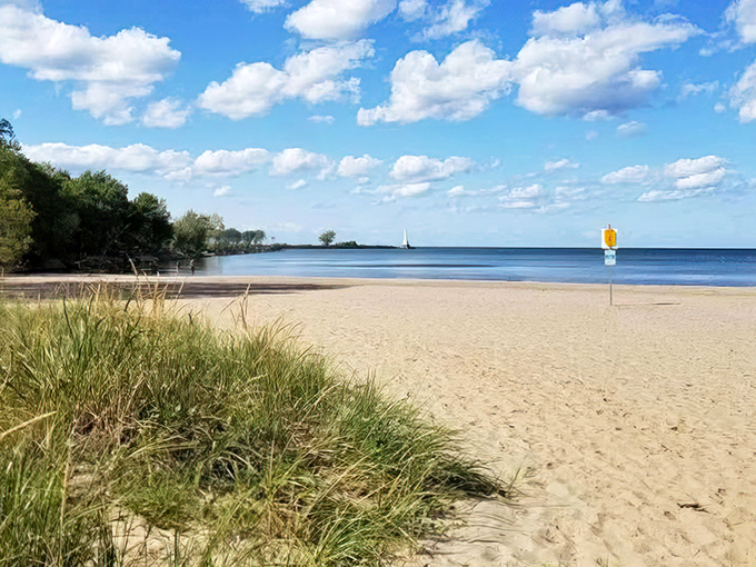 Mother Nature showing off her best work&mdash;pristine sand meeting crystal blue water under a sky that seems to go on forever.