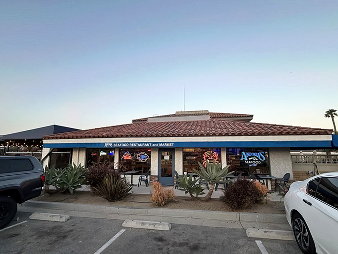The unassuming exterior of Andria's Seafood hides culinary treasures within, like finding a pearl in an ordinary-looking oyster.