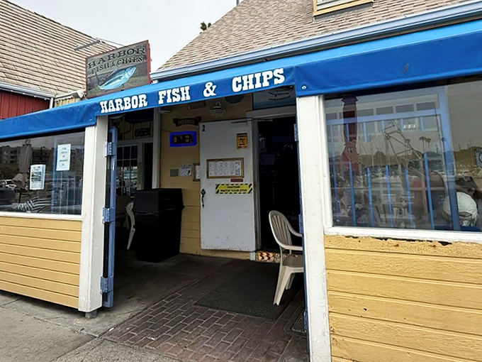 The blue awning beckons like a maritime flag signaling delicious treasures within. This unassuming storefront houses some of Oceanside's finest seafood creations.