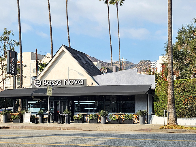 The unassuming exterior of Bossa Nova on Sunset Boulevard proves that in LA, the best culinary treasures often hide in plain sight.