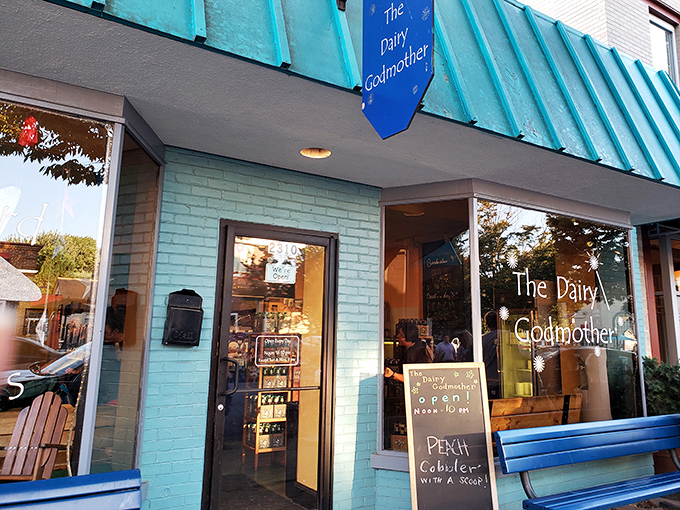 The turquoise beacon of Del Ray's sweetest destination beckons with promises of frozen custard dreams and donut delights.