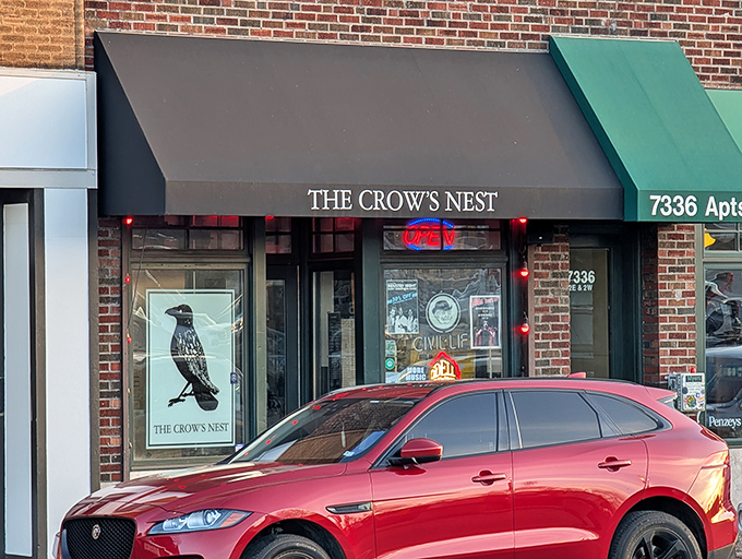 The neon-lit entrance to The Crow's Nest beckons like a rock 'n' roll lighthouse in Maplewood's sea of ordinary restaurants.