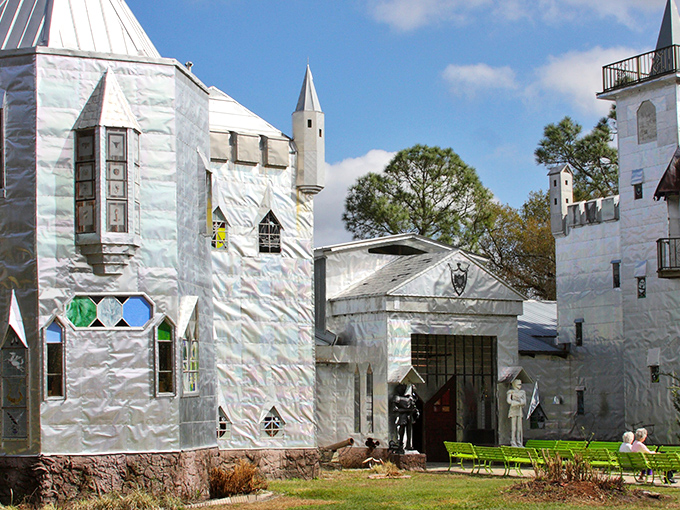 The gleaming aluminum-clad towers of Solomon's Castle rise from the Florida wilderness like a medieval mirage with a recycling twist.