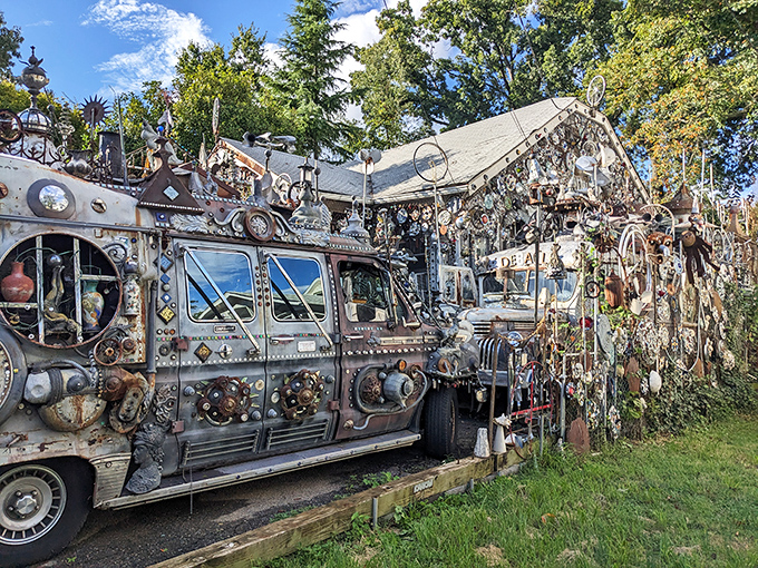 The mothership has landed in Hyattsville! This metallic fever dream of a van looks ready to transport you to another artistic dimension.