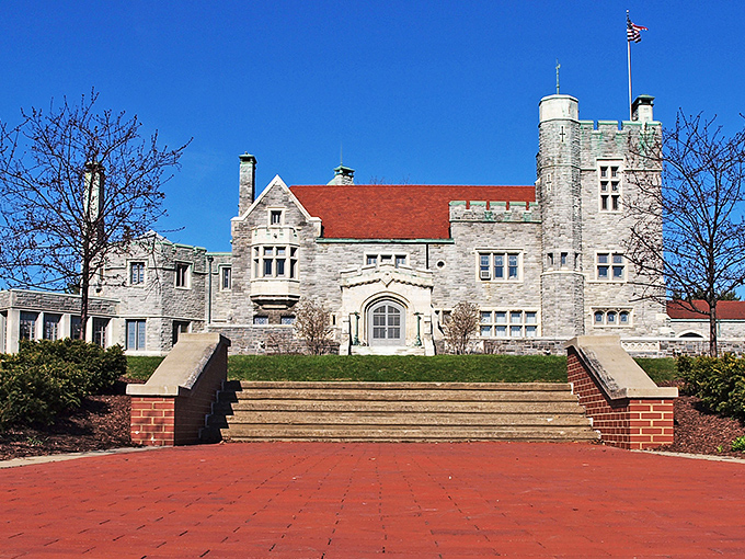 Straight out of a fairy tale, Glamorgan Castle's limestone facade and red roof create an unexpected European mirage in Alliance, Ohio. Who needs a passport?