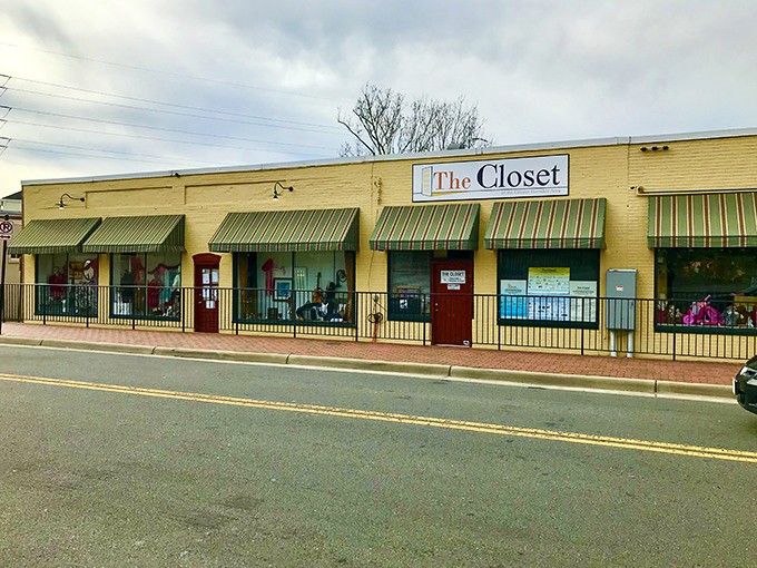 The bright red door and cheerful yellow exterior of The Closet beckons bargain hunters like a lighthouse for the budget-conscious shopper.