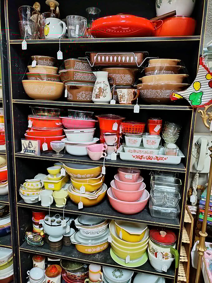 A rainbow of vintage Pyrex and kitchenware that would make your grandmother exclaim, "I had that set!" Cooking with history has never looked so colorful.