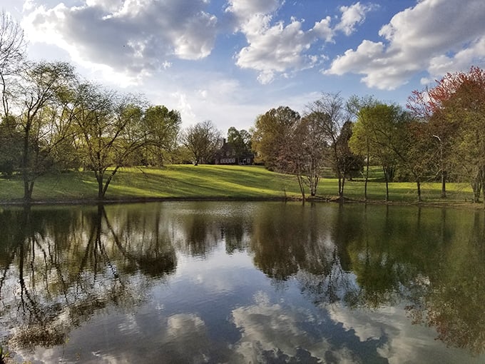 This peaceful pond reflects both sky and history at one of Hillsborough's most serene spots.