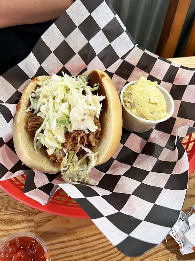 Coleslaw and chicken in perfect harmony. This sandwich proves that sometimes the simplest combinations create the most memorable symphonies of flavor.